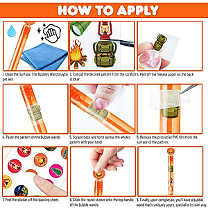 24PCS Camping DIY Bubble Wands Party Favors 96PCS Stickers for Goodie Bag Fillers Pinata Stuffers, Mini Bubble Bulk Happy Camper Birthday Party Supplies Toys Gifts Class Prizes for Toddlers Boys Girls