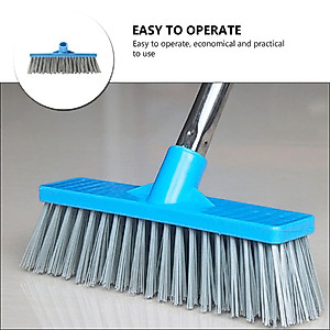 Generic Floor Scrubber Push Broom Brush Outdoor Stiff Broom Head Handle Heavy Duty Indoor Rough Surface Scrub Brush Broom for Floor Cleaning Deck Wall Tile Floor Driveway Outdoor Broom