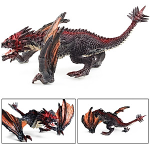 8" Dragon Toy Figure, Realistic Plastic Ancient Mythological Fire Creature Model Decoration Collector Figurine for Kids, Adults