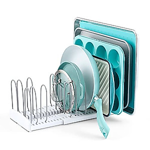 YouCopia StoreMore Expandable Pan and Lid Rack, Adjustable Pot Lid Organizer for Kitchen Storage, 12.5”-22” Wide