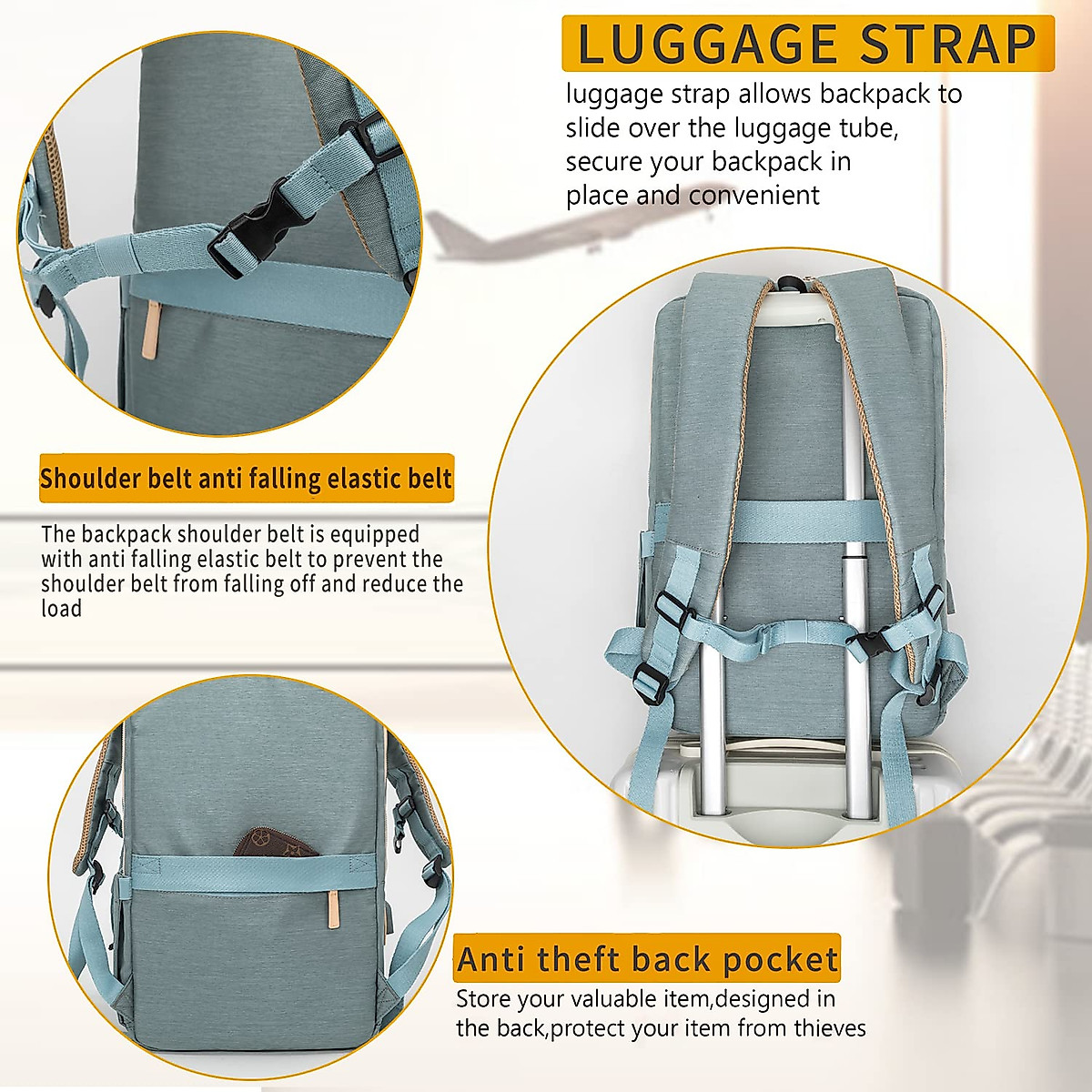 NOBLEMAN Backpack for women and man,Waterproof travel work Backpack, 15.6 Inch Laptop Backpack, Daypack, with USB (Aqua Plus)