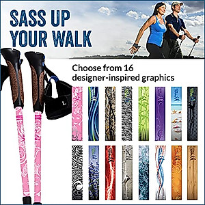 Nordic Walking Poles - True Classic Nordic Glove Grips, Lightweight, Adjustable, and Collapsible -2 Pieces w/flip Locks, Detachable Feet and Travel Bag by York Nordic - Heights 5'4"-6'2"