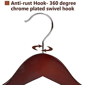 JS HANGER Wooden Extra-Wide Shoulder Suit Hangers for Coat and Pants, Walnut Finish, 6-Pack