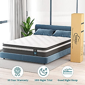 TeQsli Full Mattress, 12 Inch Gel Memory Foam Hybrid Mattress in a Box, Medium Firm Pocket Innerspring Mattress for Pressure Relief & Cooling Sleep, CertiPUR-US Certified, 10-Year Support (TSA30F-US)