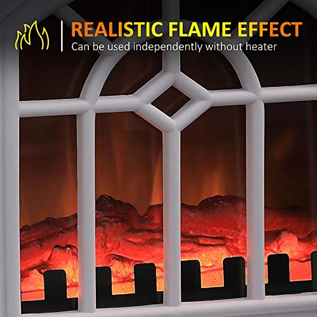 HOMCOM 18" Electric Fireplace Heater, Fireplace Stove with Realistic LED Flames and Logs, Overheating Protection, 750W/1500W, White