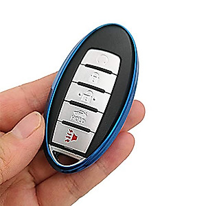 Blue TPU Key Fob Case Holder Jacket Protector for 2017 2018 2019 2020 2021 Nissan Altima Maxima Armada Murano Rogue Versa Pathfinder Infiniti