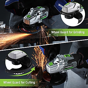 WORKPRO Cordless Angle Grinder, 20V Brushless Grinder with 4.0Ah Battery and Fast Charger, 4-1/2 Inch Dics, 8500RPM Brushless Motor Electric Grinder Power Tools for Metal and Wood