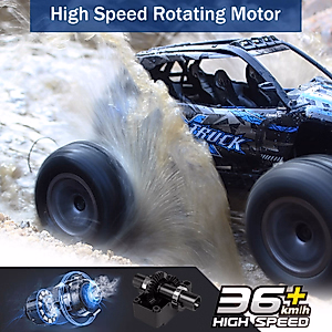 Fistone RC Truck 1/16 High Speed Racing Car, 24MPH 4WD Off-Road Waterproof Vehicle 2.4Ghz Radio Remote Control Monster Truck Dune Buggy Hobby Toys for Kids and Adults