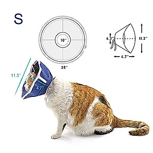 QIYADIN Soft Cat Recovery Collar Cat Cone E Collar Nonwoven Fabric Elizabethan Collar Loops-Protective Wound Healing Specially Designed for Cats and Puppies - Easy to Eat and Drink (S)