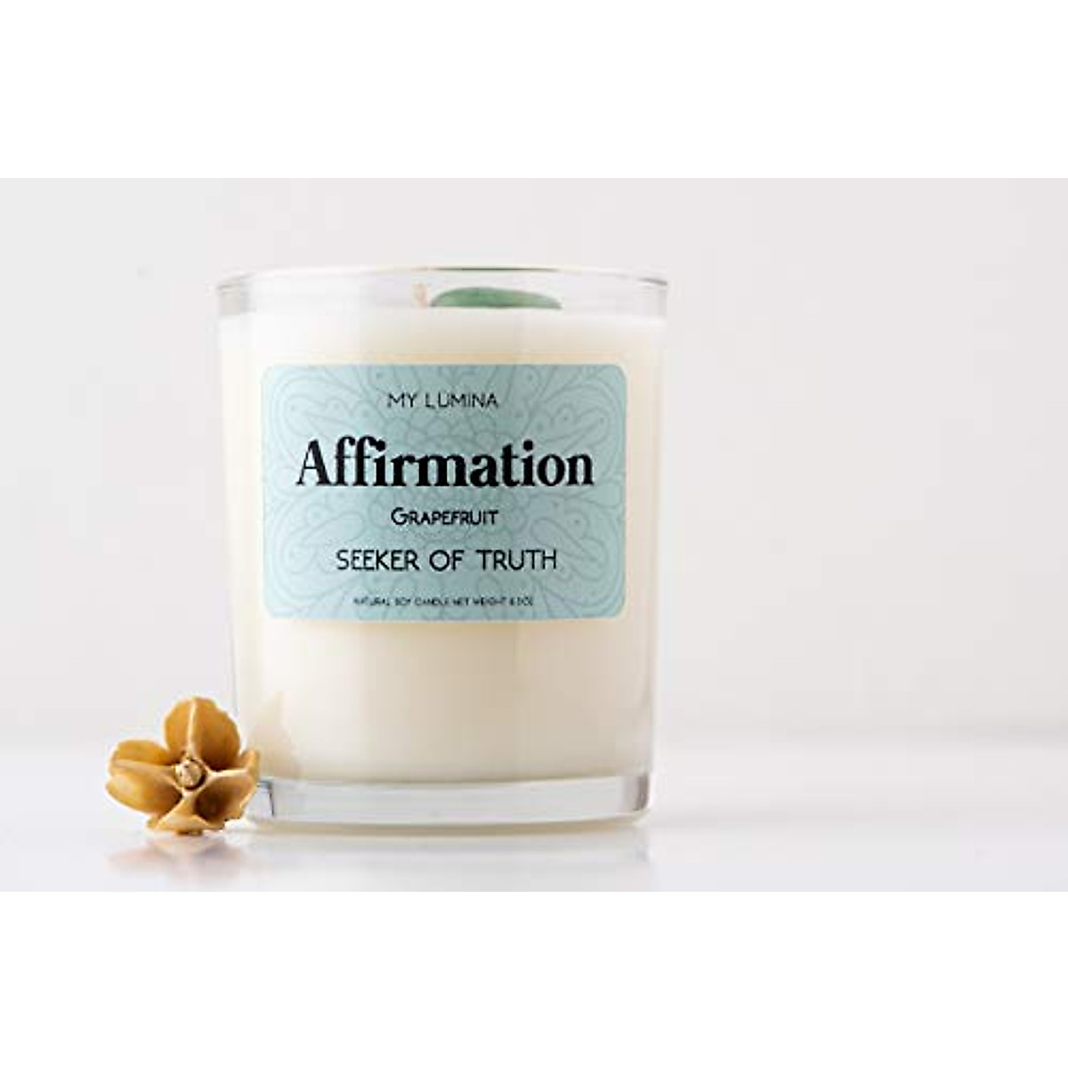 My Lumina Affirmation Aromatherapy Candle w/Jade Crystal Inside for Luck, Lucky Charms, Abundance, Success, Dream Manifestation, Negative Energy Cleansing, Soy Wax Scented Candle -Home,Gift,Men,Women