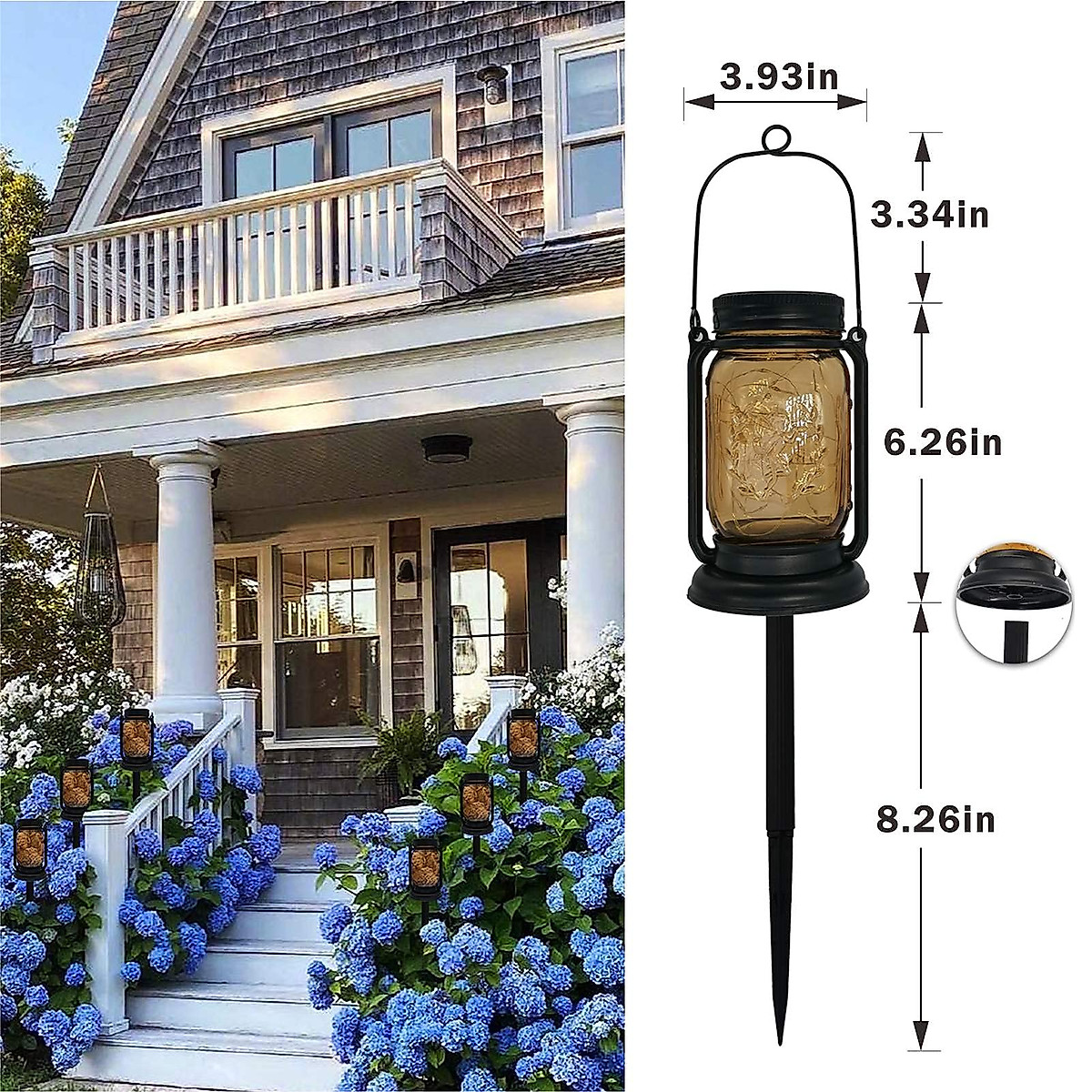 ANTSBOOM Mason Jar Solar Lanterns Outdoor Waterproof 2 Pack ,30 Led String Hanging Solar Lights Decorative Solar Lights for Home Garden Patio Party Wedding, Black (DDLDM001)