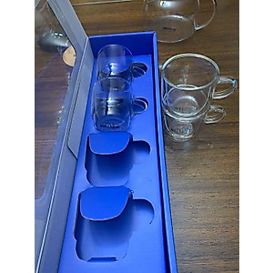 160ML4 Glass double wall cup with handle, Stackable cups, 4pcs/Gift box as one set