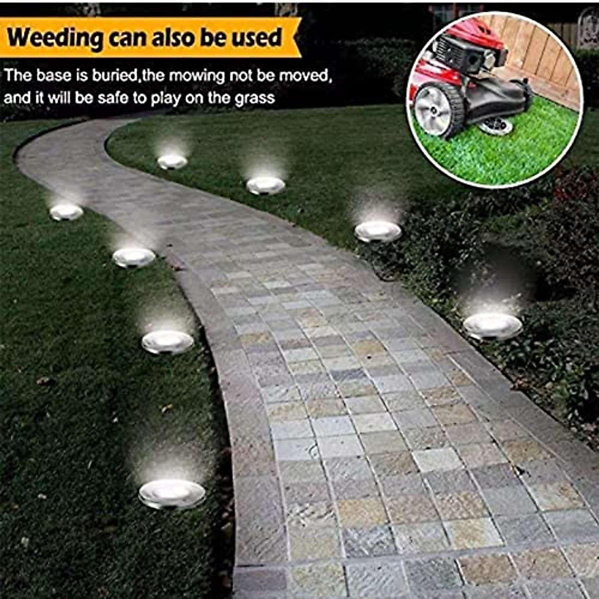Monroe's Parloir LED Solar Lights, 8 LED's Per Solar Disk Lights, Outdoor Waterproof Solar In Ground Lights for Garden, Landscape, Pathway, Patio, and Driveway, 4 Pack (Cool White)