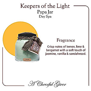A Cheerful Giver — Day Spa - 34oz Papa Scented Candle Jar with Lid - Keepers of the Light - 155 Hours of Burn Time, Gift Candle, Green