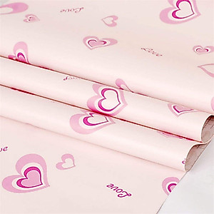 GLOW4U Pink Heart Contact Paper Self Adhesive Vinyl Shelf Drawer Liner Peel and Stick Removable Wallpaper 17.7x78.7 Inches