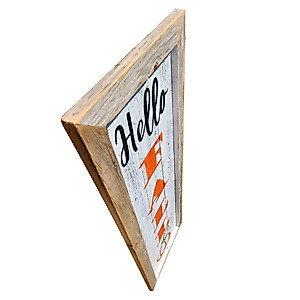 Rockin' Wood Hello Fall Sign for front porch or hanging decor, autumn Thanksgiving sign fall decor, made in the USA with real reclaimed wood, fall harvest decorations (White)