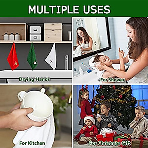 Veramedy Upgraded Size 16" x 27" Christmas Hand Towels, 100% Pure Cotton Bathroom Kitchen Decoration Soft Washcloths Towels Perfect Christmas Decor, Pack of 3 (Red, White, Green)