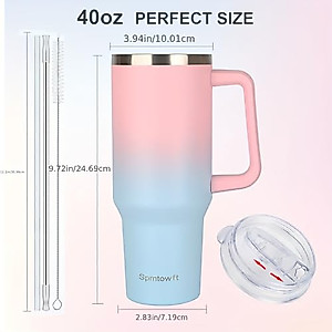 stanley 40 oz tumbler with handle 2.0 Flip Straw Tumbler with Handle 40 oz | Twist On Lid and Flip Up Straw | Leak Resistant Water Bottle | Insulated Stainless Steel (pink)