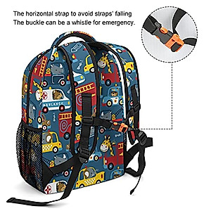 MEIKKO Cartoon Animal Car Backpack Cute Truck Lightweight Casual Daypack with Chest Strap,Computer Bags for Women Men Hiking Travel Work and Business 16 Inch
