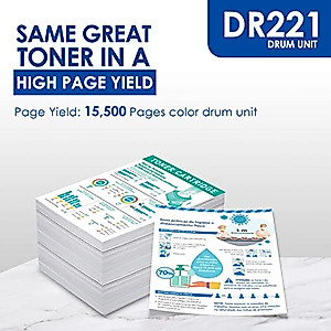 DR221CL LVE Compatible DR-221CL Black Drum Unit High Yield Replacement for Brother DR221 DR-221 Drum for MFC-9130CW MFC-9140CDN MFC-9340CDW DCP-9015CDW DCP-9020CDN Printer - 3 Pack(1C+1M+1Y)