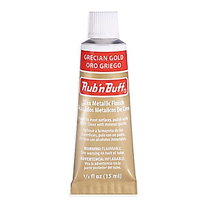 AMACO Rub n Buff Wax Metallic Finish - Rub n Buff Grecian Gold 15ml Tube - Versatile Gilding Wax for Finishing Furniture Antiquing and Restoration - Rub and Buff Colors Single Tube