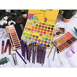 UCANBE All In One Makeup Kit Gift Box For Women Full Kit - Contains Eyeshadow Palette Concealer Brushes Lip Gloss Lip Liner Eyeliner Eyebrow Pen Eyeshadow Primer Sponge Puff Make up Sets