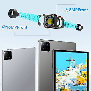 10Inch Tablet for Android 11, 1920x1200 Resolution HD IPS Display 8GB RAM 128GB ROM MT6753 Octa Core CPU, Gaming Tablet for Family Office, Silver