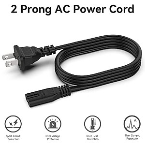 AC Power Cord for Sony PS3 PS4 PS5, Xbox One S, Xbox One X, Xbox Series X/S Power Supply Cable Replacement 2 Prong AC Power Cord 6Ft