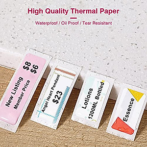 mewmewcat Thermal Printing Label Paper,Thermal Printing Label Paper Barcode Price Size Name Blank Labels Waterproof Tear Resistant 14 * 40mm 160pcs/roll for Home Organizer Supermarket Store Catering