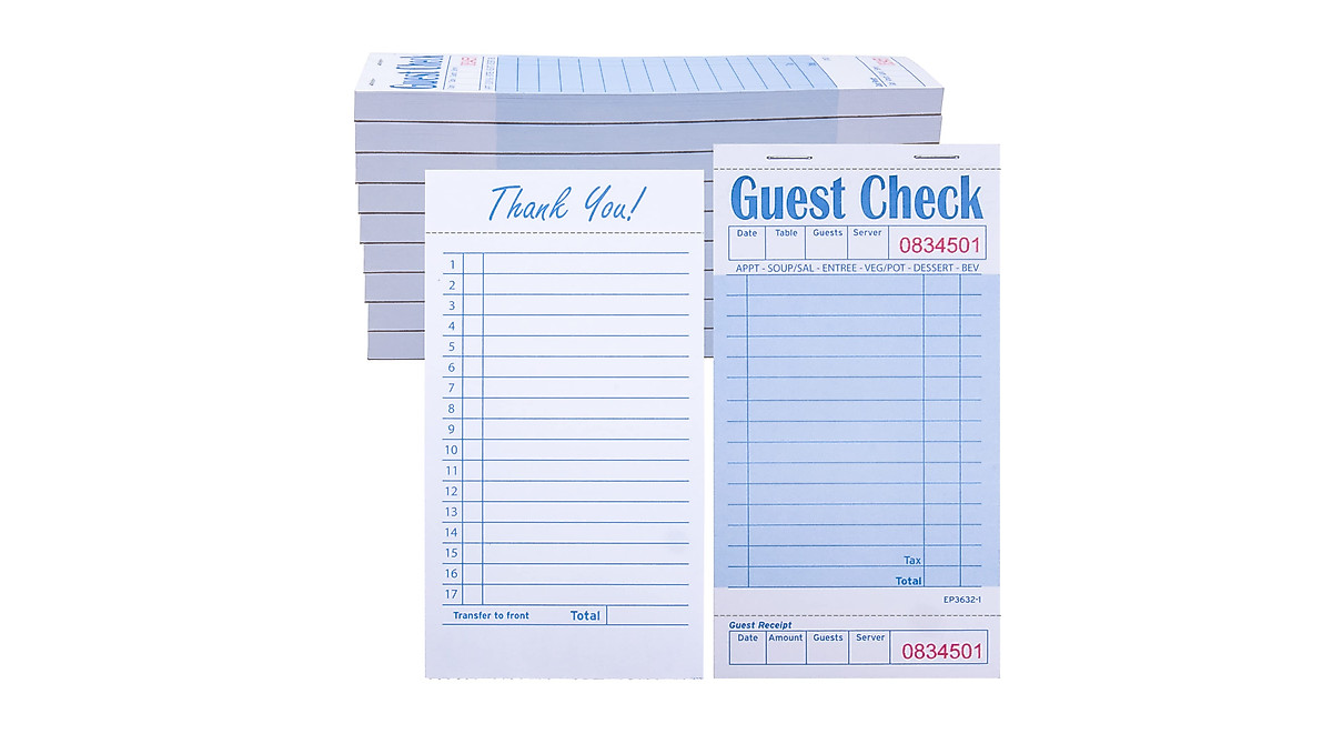 Essential Guest Check Books - Durable 3.5x6.75”, 500 Sheets for Food ...