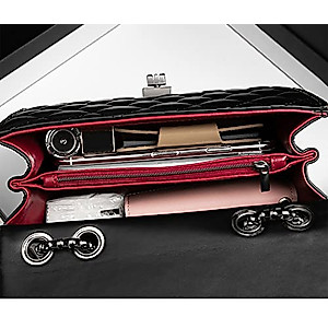 CEDDEOS Quilted Black Crossbody Bags Purses for Women, Small Handbags PU leather Shoulder Ladies Stylish Clutch Satchels Evening bag with Chain Strap