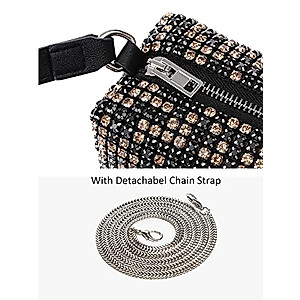 Beilaidisi Sparkling Crystal Leopard Evening Clutches Bling Rheinstone Chain Bag for Pary Wedding Date