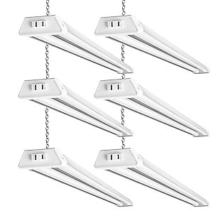 FREELICHT 6 Pack Linkable LED Utility Shop Light, 4000 LM, 4 FT, 48 Inch Integrated Fixture for Workshop, 40W Equivalent 260W, 5000K Daylight, Surface + Hanging Mount – ETL