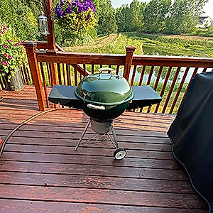 Grisun Grill Table Shelf - for Weber Kettle Grills 22 Inches, Side Table Shelf for Weber Master Touch, Original Kettle Charcoal Grill, Black Powder Coated Steel BBQ Table, Kettle Grill Accessories