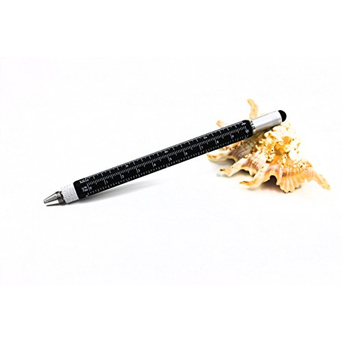 2PCS PACK 6 in 1 Screwdriver Tool Pen - Mini Multifunction Pen with Stylus, Flat and Phillips Screwdriver Bit, Bubble Level and inch cm Ruler all in one (Model B, BLACK & GREY)