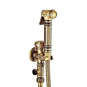 ifgswopq Handheld Toilet Bidet Sprayer Kit Vintage Bidet Toilet Sprayer Jet Kit,Bidet Sprayer Wall Mount Multi-Function All-Copper Pressurized Flush,Retro,with Angle Valve (Retro with Angle (Retro Wi