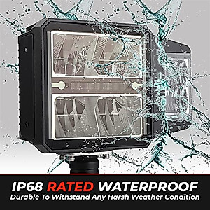 Abrams Snow Plow Lights Anti Freeze/Anti Icing Function LED Combination Pedestal HeadLight Kit - Heated Lens Heavy-Duty ATV Snow Plow Truck Snowplow Road Side Safety Universal Snow Thrower Accessory