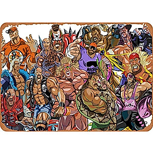 Ysirseu Wrestling Stars pt2 Metal Tin Sign 8 x 12 in Wrestling Vintage Poster Man Cave Decorative, 8inch*12inch