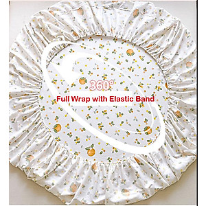 100% Cotton Fitted Sheet with Elastic Band +2pc Pillowcases Orange Fruit Print Double Queen Cal-King Size Mattress Cover for Girls Boys B99A (Queen (U.S. Standard))