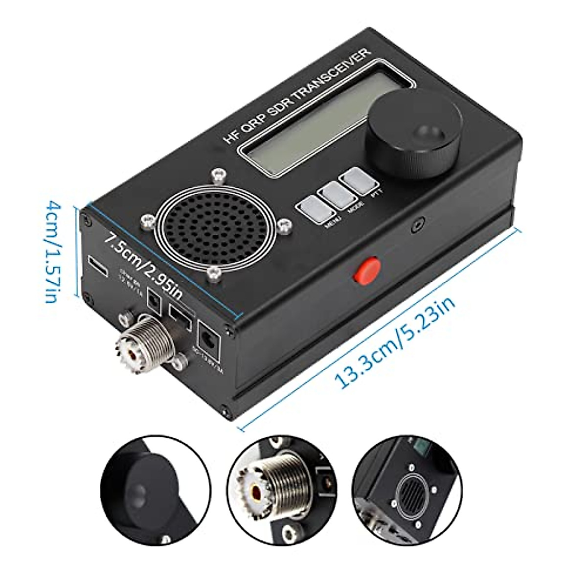 Shortwave Radio Transceiver, 8 Band Full Mode USDR SDR QRP Transceiver, USB/LSB/CW/AM/FM/DSP Modes, Aluminum Alloy, for Signal Reception