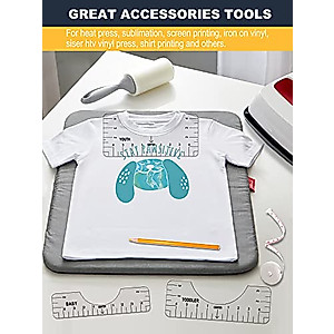 9 Pcs Tshirt Ruler Guide for Vinyl Alignment and Sublimation Blanks,Craft Sewing Supplies Accessories Tools for Heat Press HTV Heat Transfer Vinyl (Transparent)