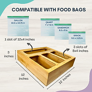 H&H Commerce LLC - Plastic Bag Organizer , Bamboo Sandwich Bag Organizer for Kitchen , Fits Major Brands - Trade Cardboard Boxes for a Neat Kitchen