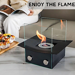 NEWIMAGE Tabletop Fire Pit, Fire Bowl 6Lx7Wx8 H Portable Tabletop Fireplace Clean Burning Bio Ethanol Ventless Fireplace for Indoor Outdoor Patio Parties Events