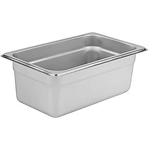 Soro Essentials – 1/4 Size 4” Deep Steam Table Pan 24 Gauge Stainless Steel Quarter Size Hotel Pan Anti Jam Steam Table Pan for Home Sandwich Shop Restaurant or Buffet