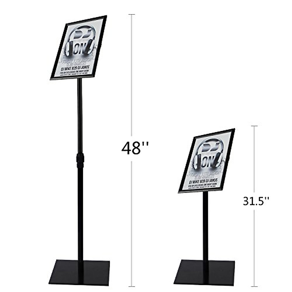 Adjustable Heavy Duty Pedestal Sign Holder Poster Stand - 8.5x11 Inch Vertical & Horizontal Sign Stand Displayed Poster Holder - Steel Square Base Sign Stands for Display, Advertisement & Outdoor Sign