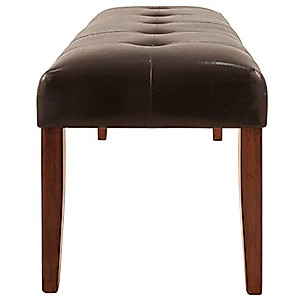 Signature Desig by Ashley Lacey Tufted Upholstered Dining Room Bench, Medium Brown
