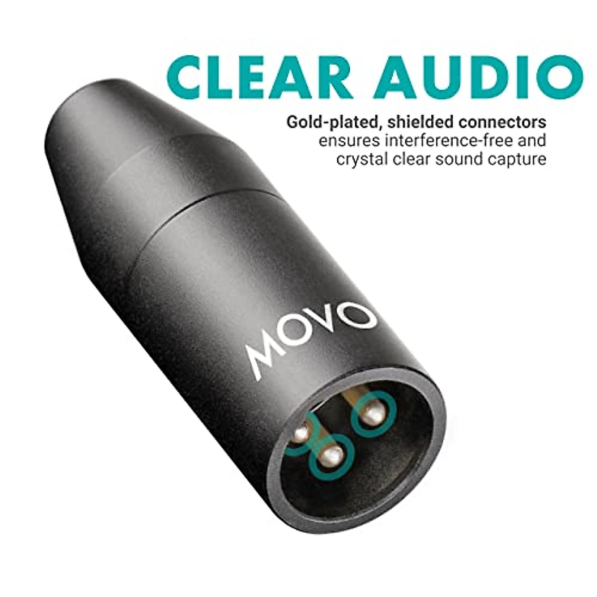 Movo F-XLR 3.5mm to XLR Microphone Adapter - 3.5mm Female TRS to XLR Male Connector for Camcorders, Recorders, Mixers