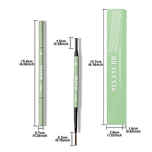 Gray Eyebrow Pencil Liner, Ultra Slim Eyebrow Pencil Automatic Brow Definer Long Lasting, Waterproof Micro Fine Triangle Tip Double Head Brow Sculptor for Natural Eye Brow Lamination Makeup Look, Grey, YES.EYE DO