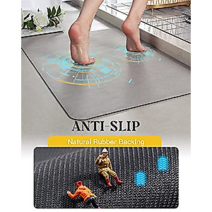 MontVoo-Bath Mat Rug-Rubber Non Slip Quick Dry Super Absorbent Thin Bathroom Rugs Fit Under Door-Washable Bathroom Floor Mats-Shower Rug for in Front of Bathtub,Shower Room,Sink (16x24, Gray)