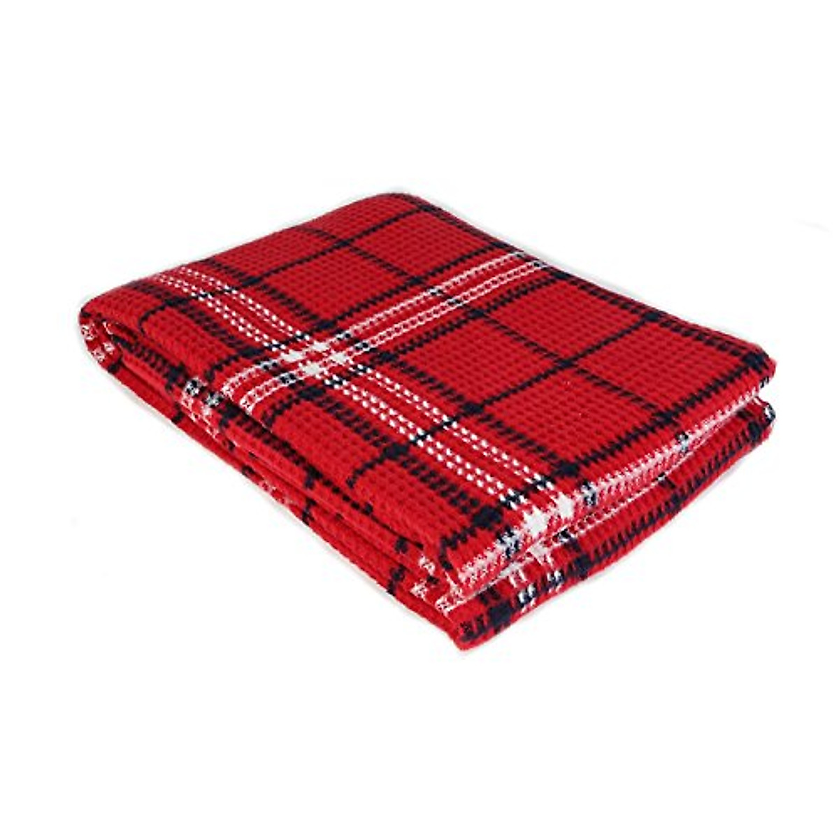 Arus Scotch Collection Tartan Plaid Design Cotton Blend Throw Blanket, Red Label